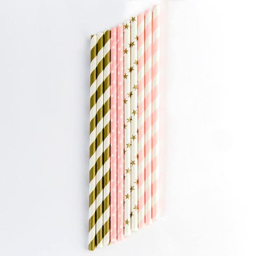 Rose Gold Blush Pink Paper Straws Birthday Party Straws Baby - Etsy