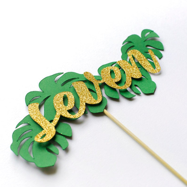 Tropical Leaf Cake Topper.tropical Party.birthday Cake - Etsy