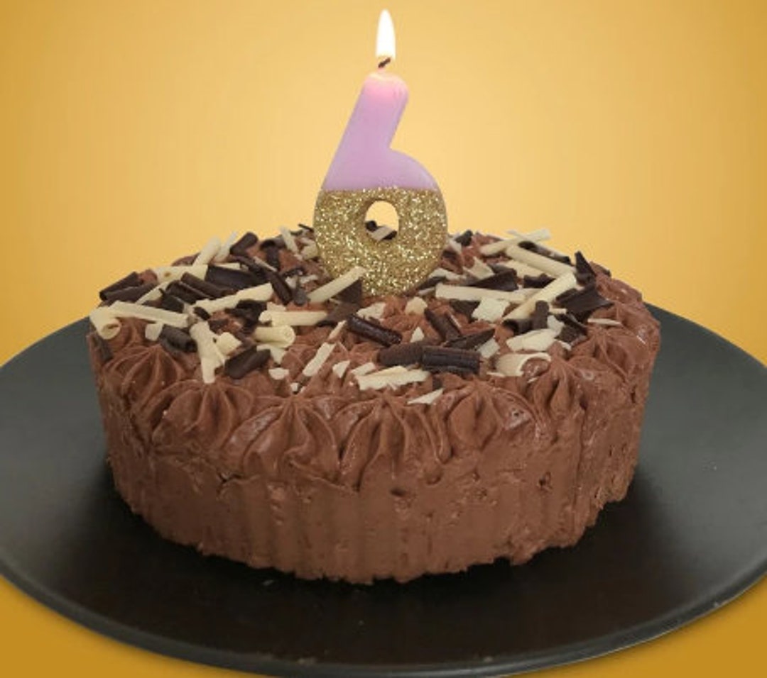 6th Birthday Cake Candle in Pink and Gold Glitter//six/number 6 /age 6 ...