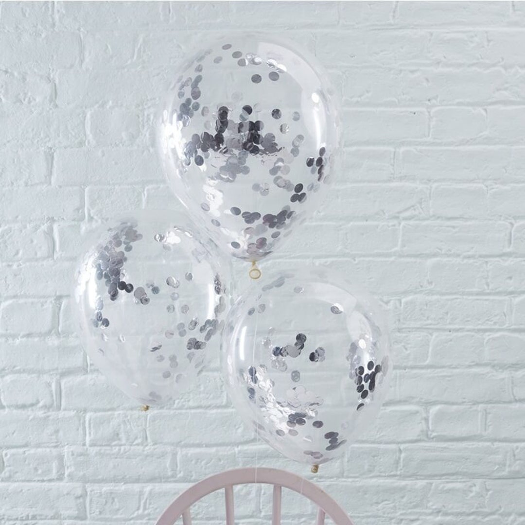 Silver Confetti Party Balloon//birthday Decoration Balloon/wedding ...