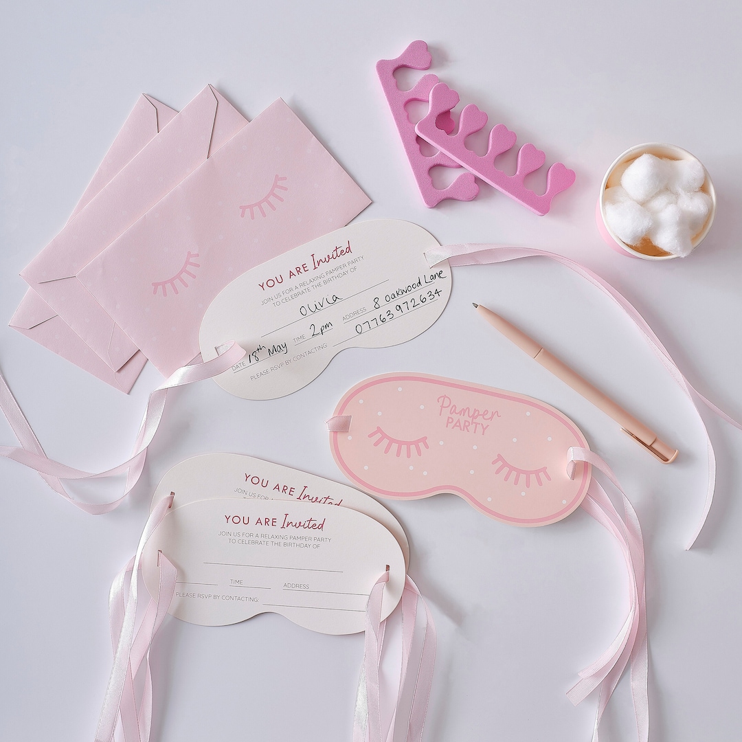 Eye Mask Shaped Pamper Party Invitations| Pamper Birthday|girl Party ...