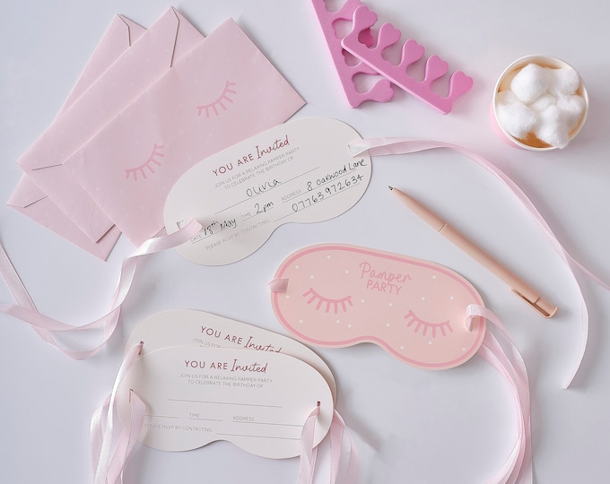 Eye Mask Shaped Pamper Party Invitations| Pamper Birthday|girl Party ...