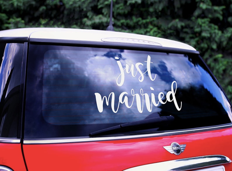Wedding Car Sticker //just Married/ Bride/groom/venue/reception/white ...
