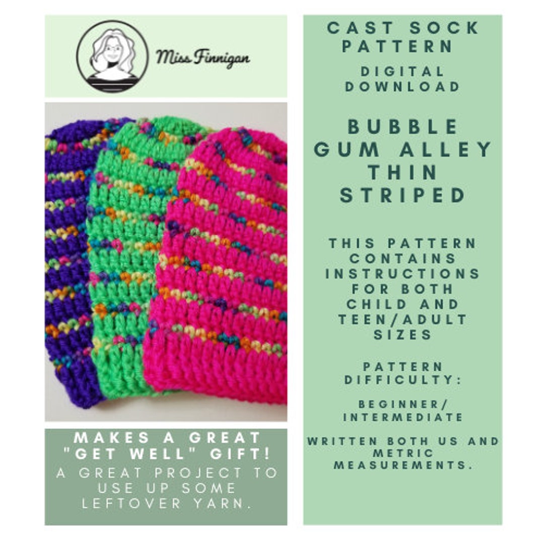 Crochet Pattern Bubble Gum Alley Cast Sock/toe Cover Digital PDF ...