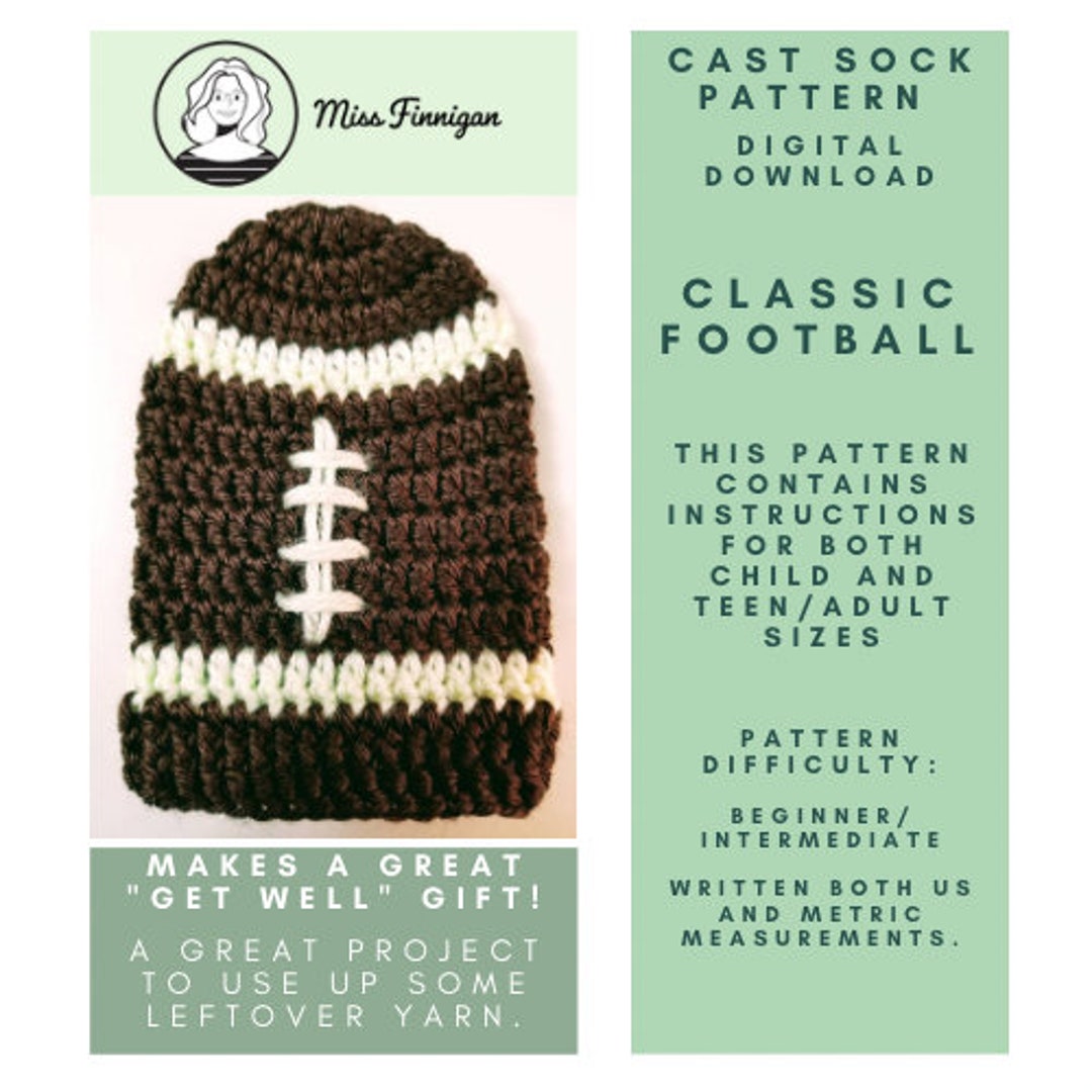 Crochet Pattern Football Cast Sock/toe Cover - Digital PDF Download ...