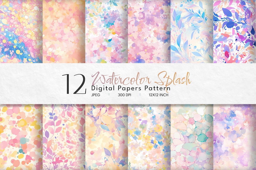 Watercolor Splash Digital Papers: Rainbow Seamless Patterns (digital ...