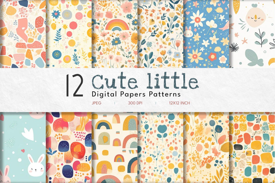 Kids Digital Paper: Abstract Pastel Seamless Patterns (digital Download ...