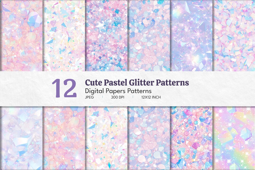 Pastel Glitter Digital Paper: Ombre Sparkle Seamless Patterns (digital ...
