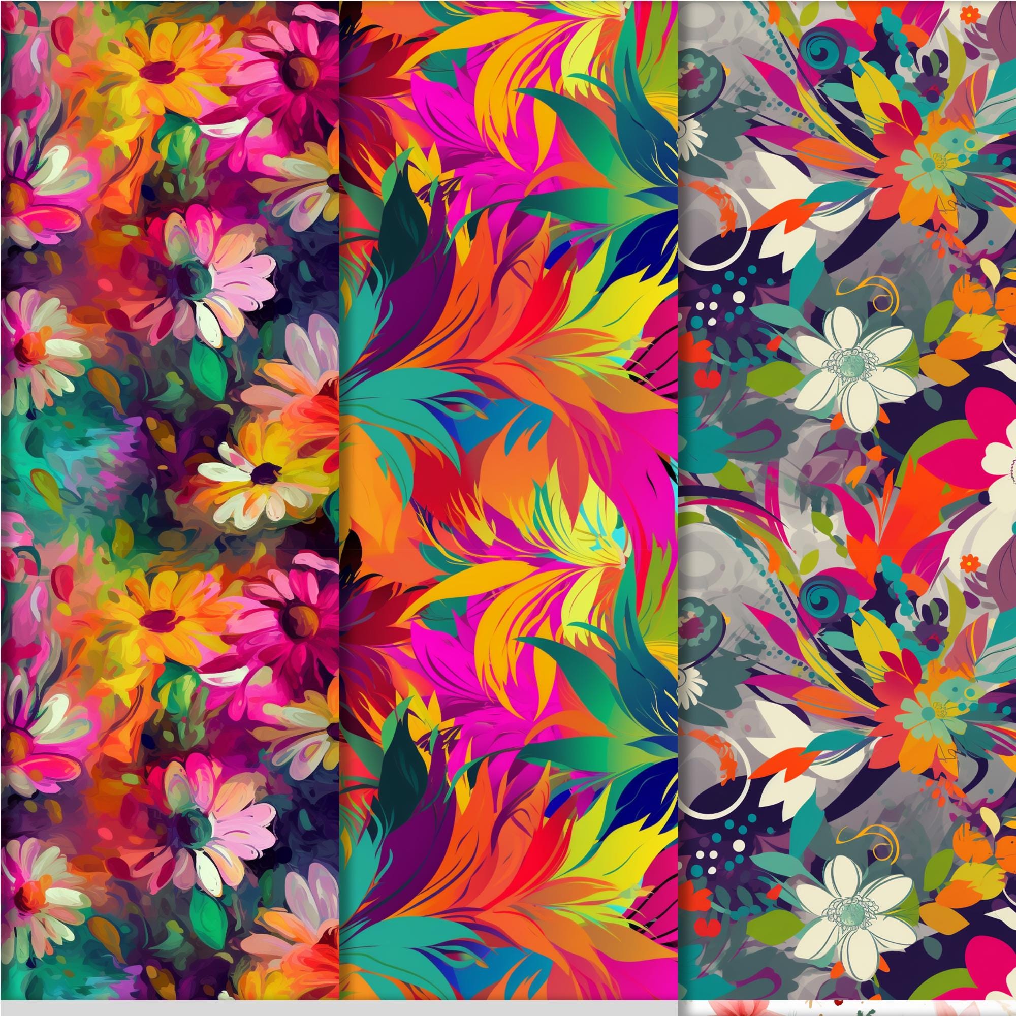 Colorful Abstract Floral Digital Paper: Seamless Patterns (digital ...