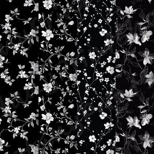 Black & White Flowers Digital Paper | Seamless Patterns | Floral ...