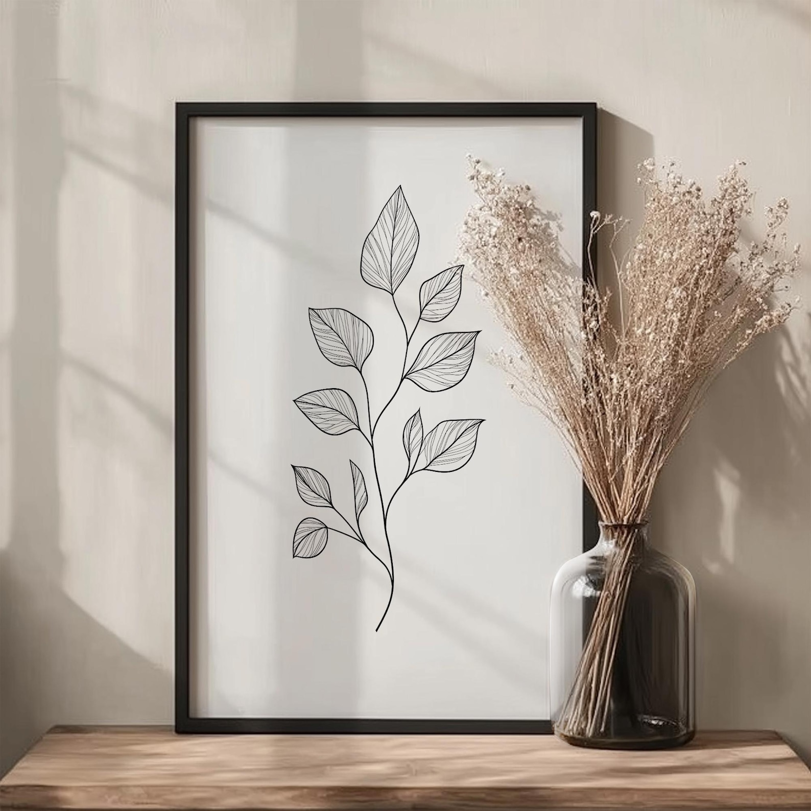 Minimalist Flower Line Art Print: Black and White Floral (instant ...