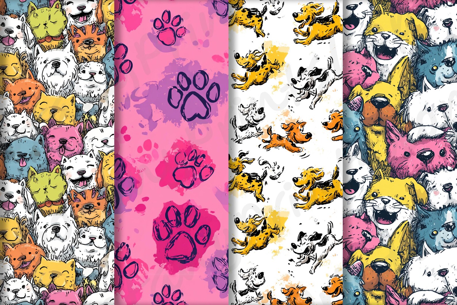 Cute Dog Patterns | Paw Print Patterns | Seamless Digital Papers ...