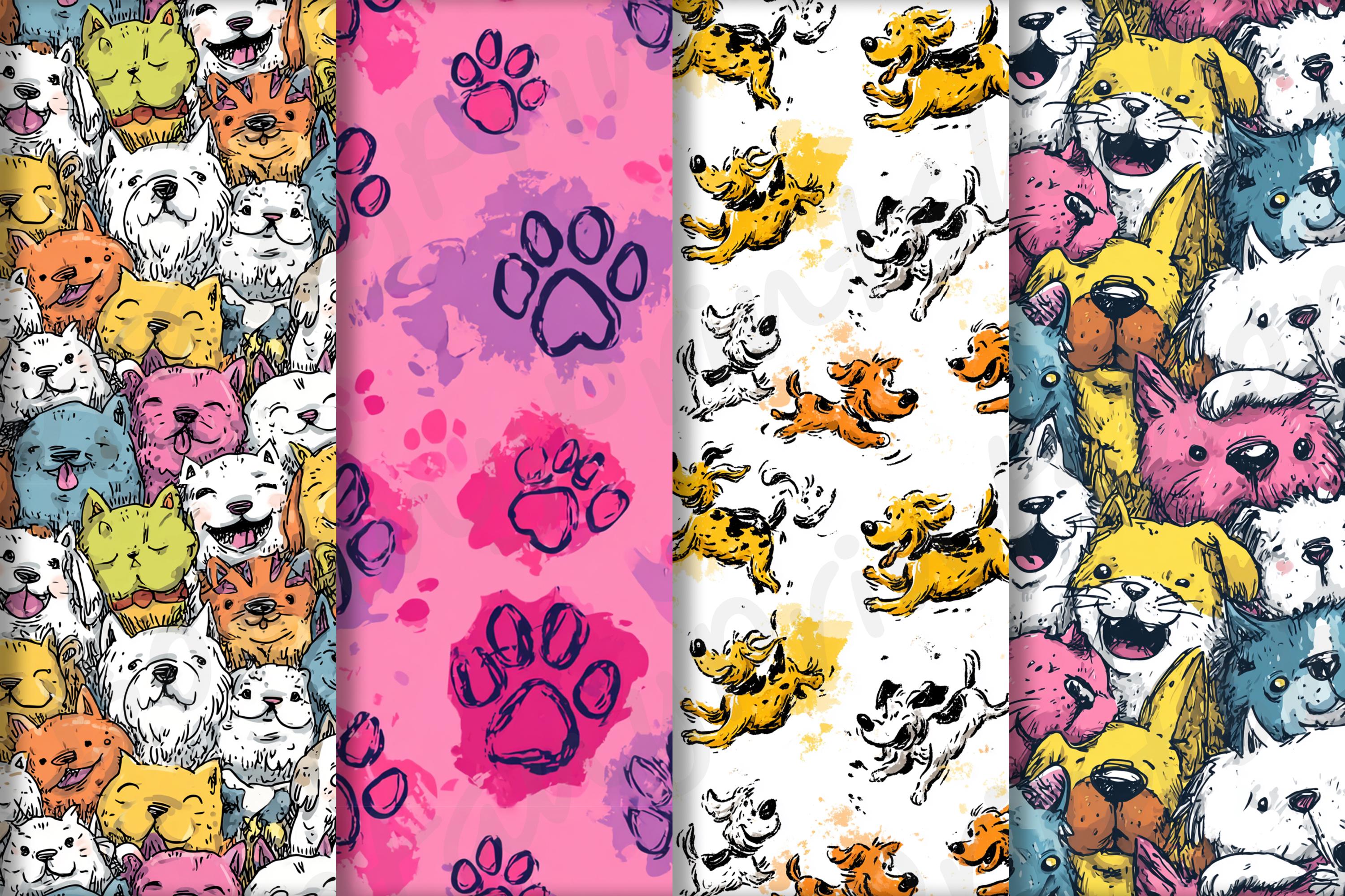 Cute Dog Patterns | Paw Print Patterns | Seamless Digital Papers ...