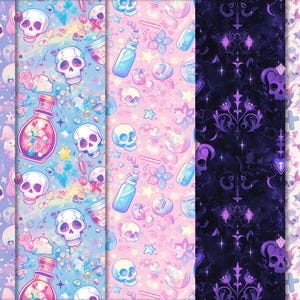 Cute Pastel Goth Pattern | Seamless Digital Paper Patterns | Cute Fun ...