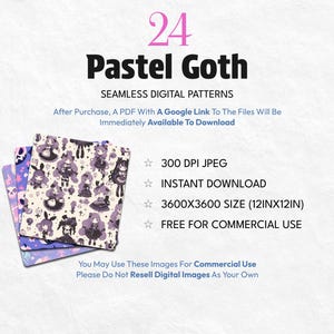 Cute Pastel Goth Pattern | Seamless Digital Paper Patterns | Cute Fun ...