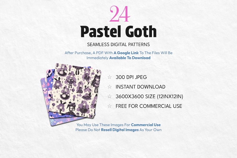 Cute Pastel Goth Pattern | Seamless Digital Paper Patterns | Cute Fun Prints Backgrounds ...