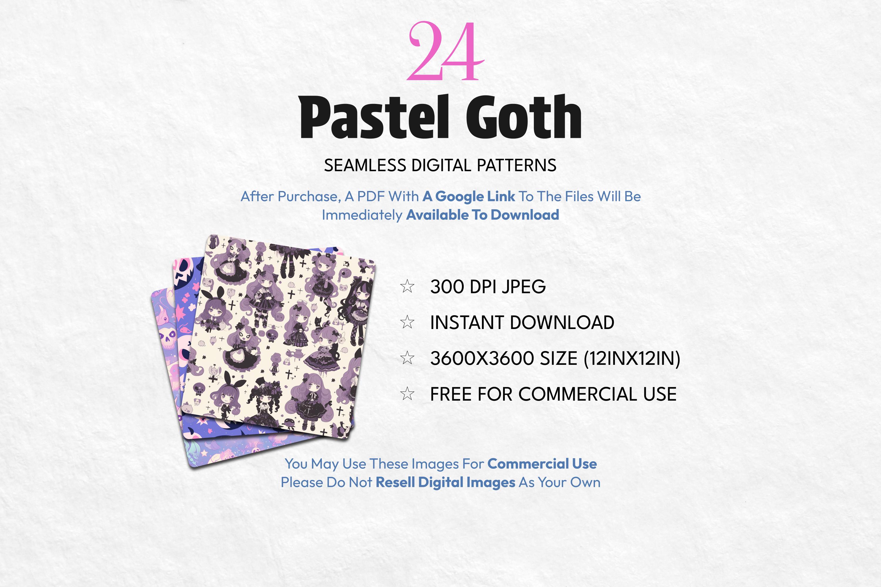 Cute Pastel Goth Pattern | Seamless Digital Paper Patterns | Cute Fun ...