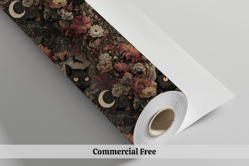 Dark Gothic Floral Digital Paper: Seamless Halloween Patterns (12x12in ...