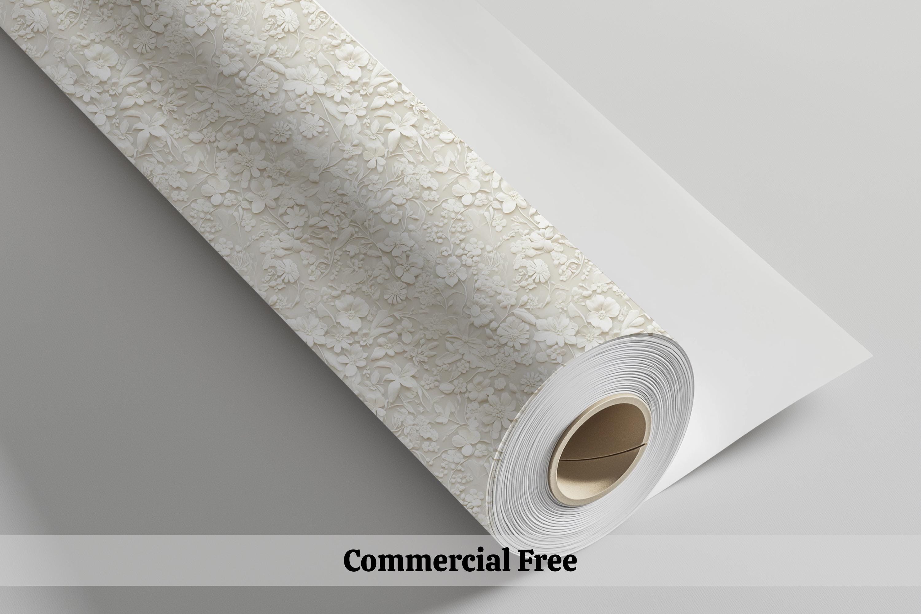 Elegant Light Flowers Digital Paper | Commercial Use | Emboss White ...