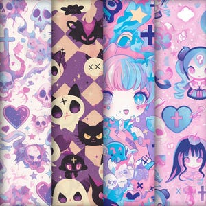 Cute Pastel Goth Pattern | Seamless Digital Paper Patterns | Cute Fun Prints Backgrounds ...