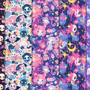 Cute Pastel Goth Pattern | Seamless Digital Paper Patterns | Cute Fun ...