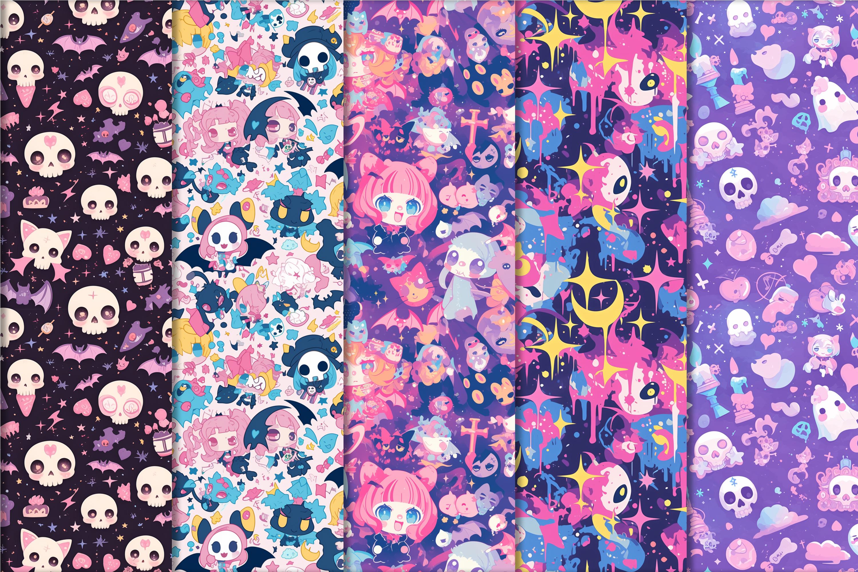 Cute Pastel Goth Pattern | Seamless Digital Paper Patterns | Cute Fun ...
