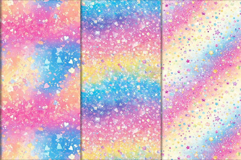 Ombre Glitter Digital Paper: Rainbow Sparkle Seamless Patterns (digital ...