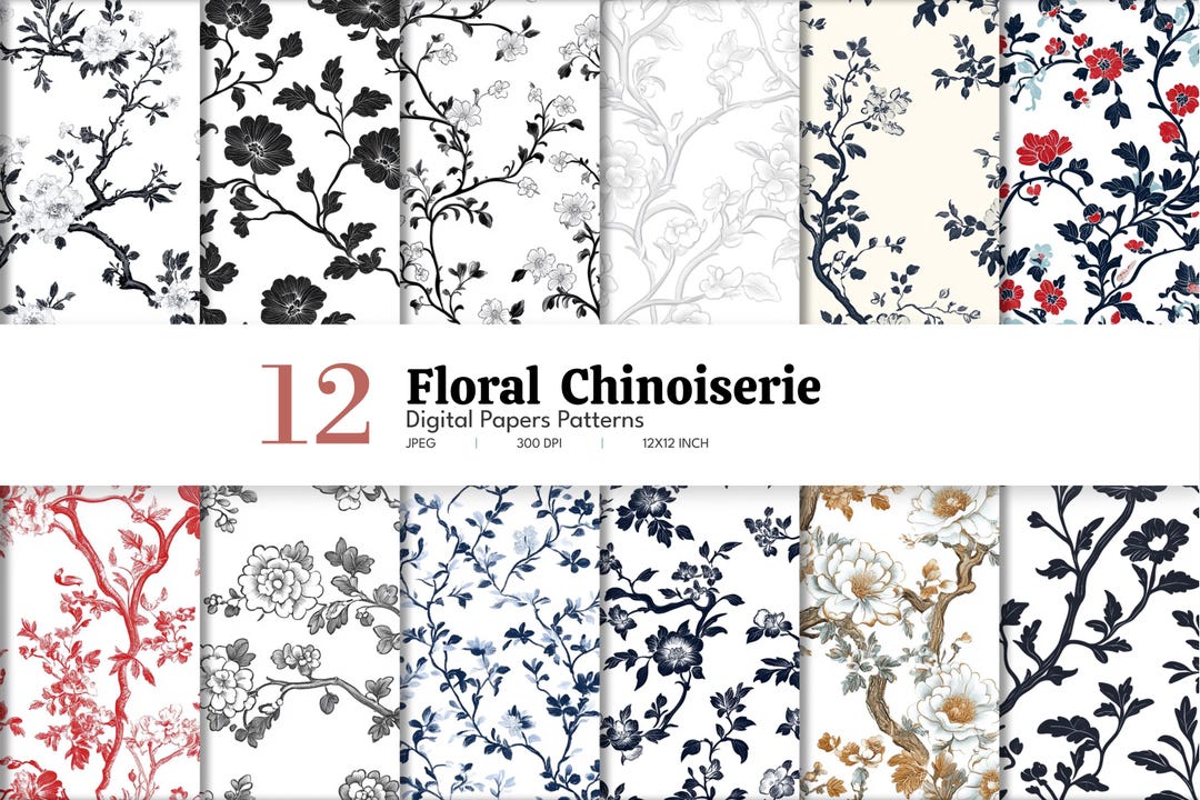 Black & White Flowers Digital Paper | Seamless Patterns | Floral ...