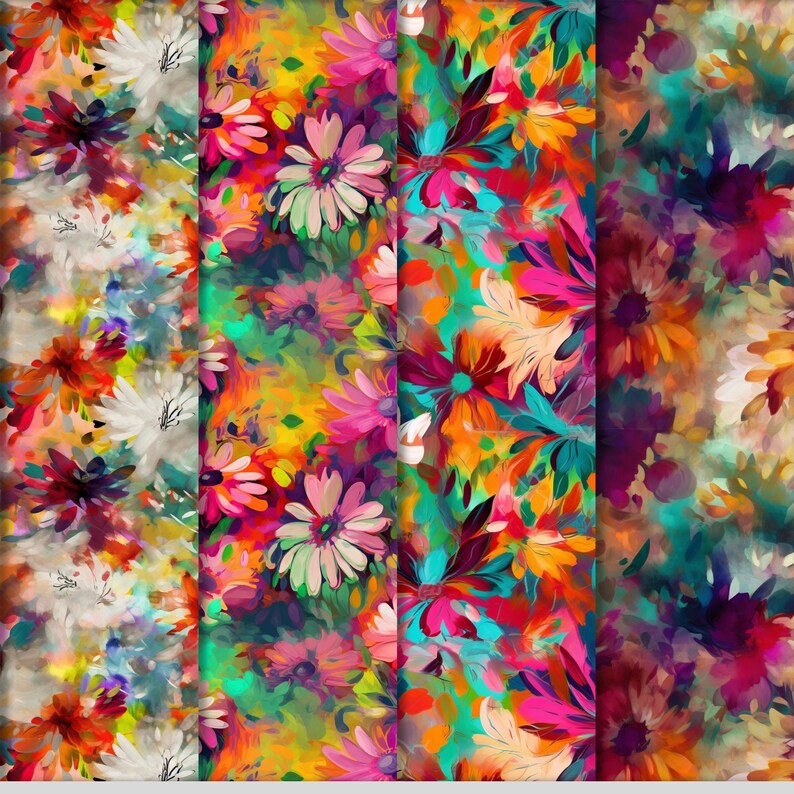 Colorful Abstract Floral Digital Paper: Seamless Patterns (digital ...