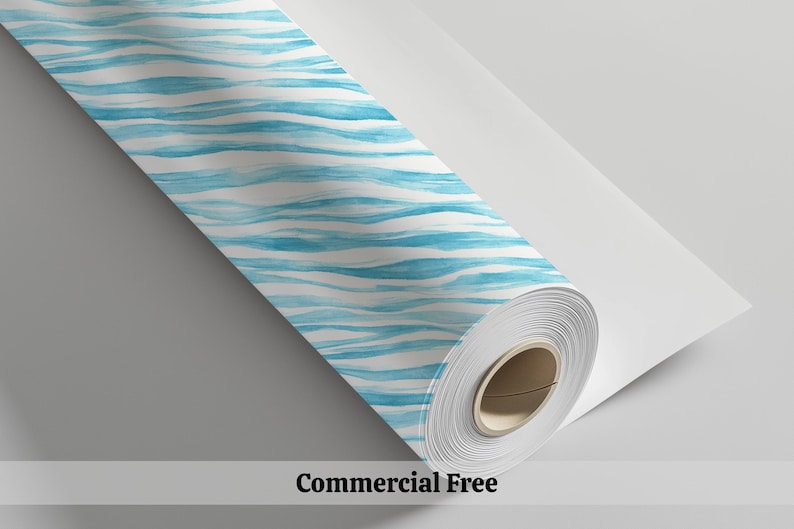 Blue Watercolor Waves Digital Paper: Seamless Ocean Patterns (12"x12 ...