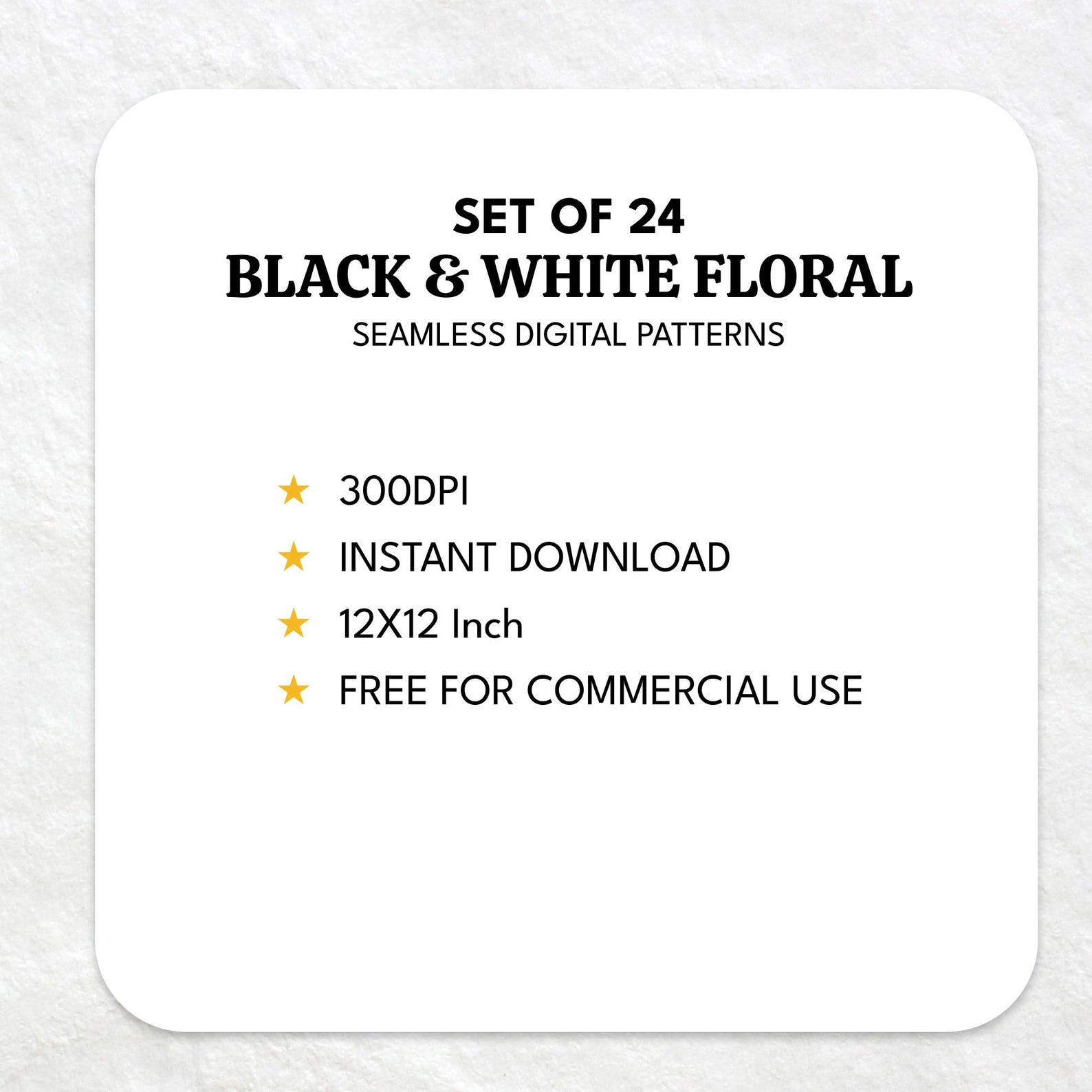 Black & White Flowers Digital Paper Seamless Patterns Floral Background ...