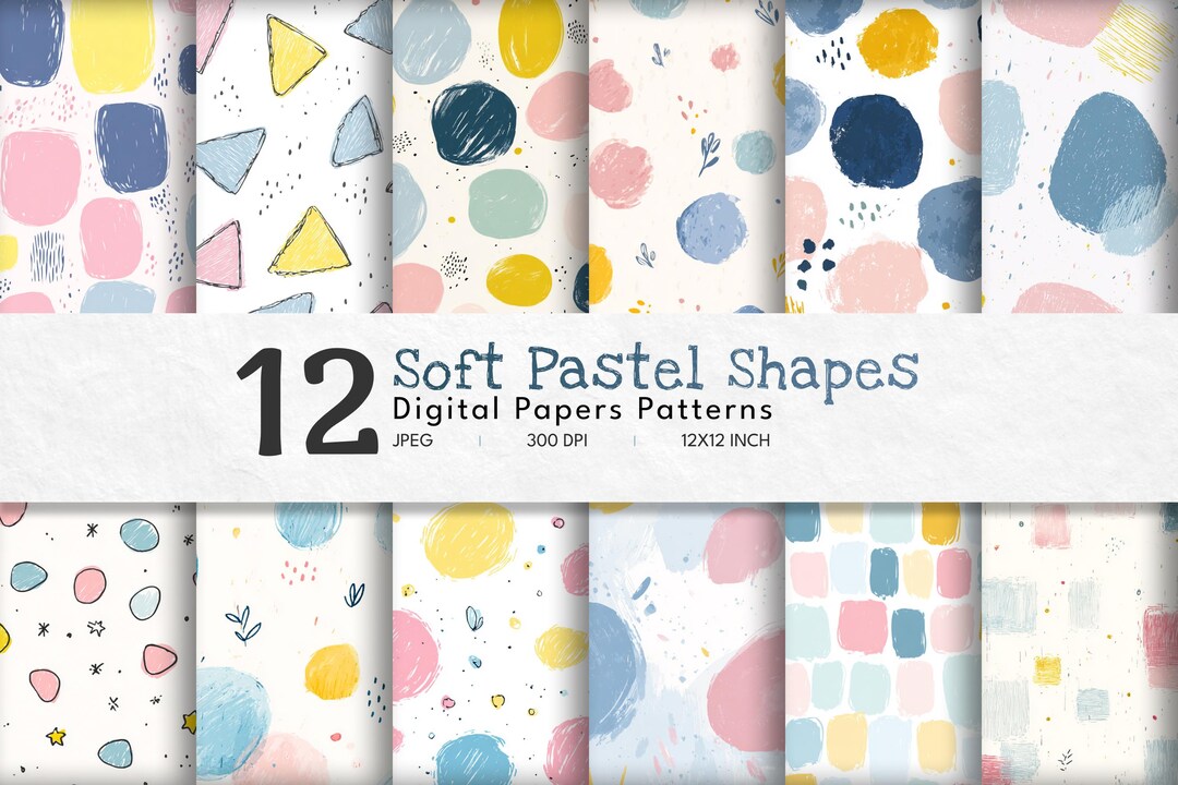 Pastel Shapes Digital Paper | Seamless Kids Patterns (digital Download ...