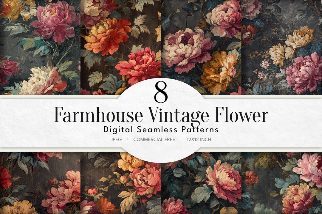 Vintage Floral Digital Paper: Seamless Floral Patterns (commercial Use ...