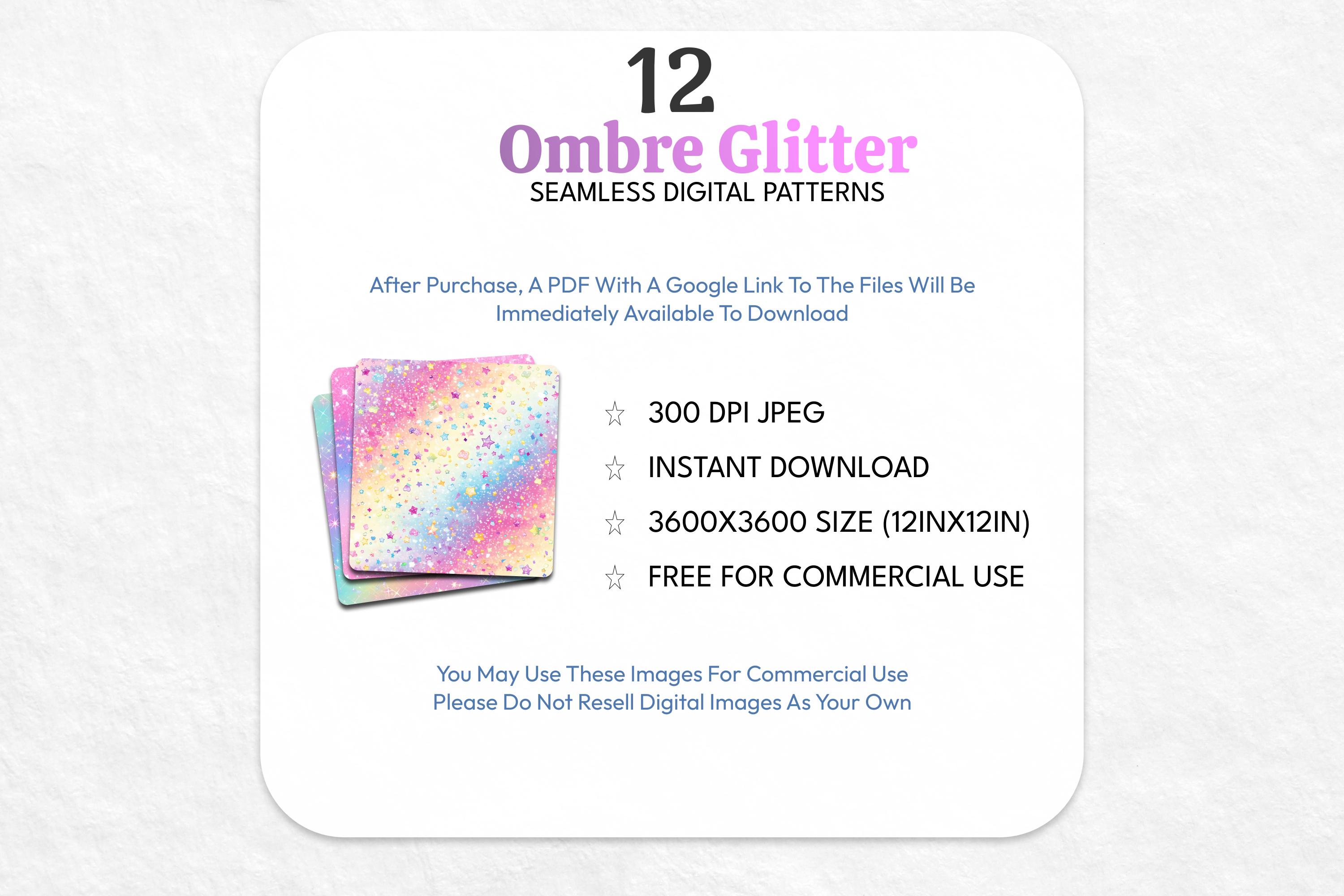 Ombre Glitter Digital Paper: Rainbow Sparkle Seamless Patterns (digital ...