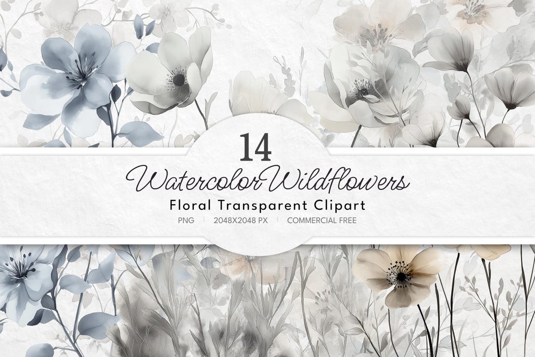 Watercolor Wildflower Clipart Collection: Transparent PNG, Commercial ...