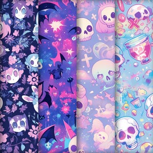 Cute Pastel Goth Pattern | Seamless Digital Paper Patterns | Cute Fun ...
