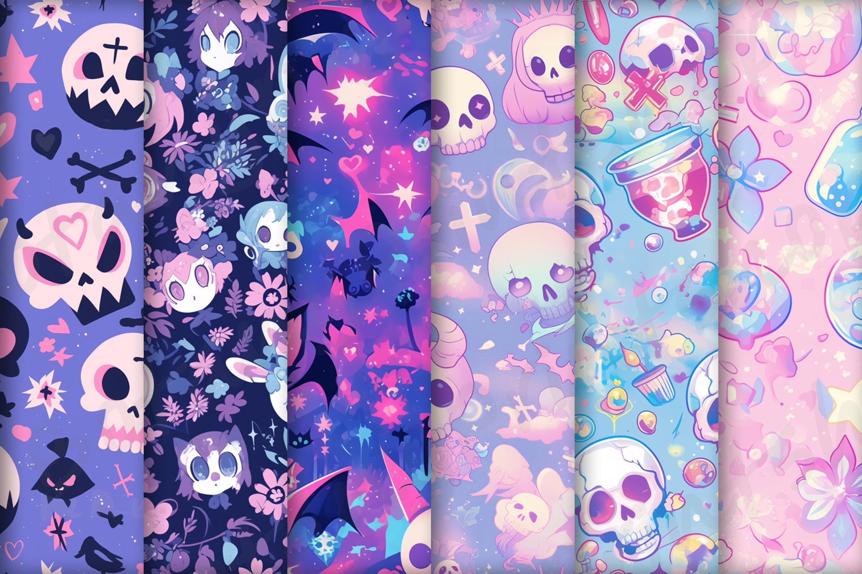 Cute Pastel Goth Pattern | Seamless Digital Paper Patterns | Cute Fun ...