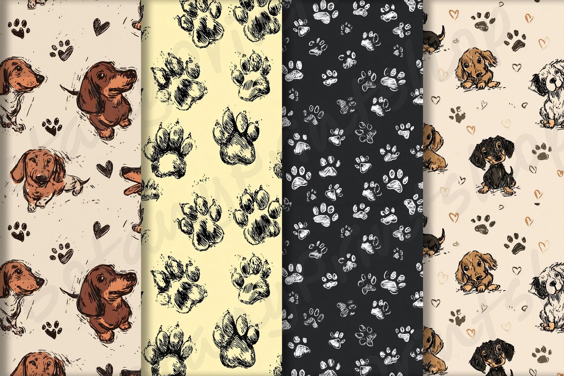 Cute Dog Patterns | Paw Print Patterns | Seamless Digital Papers ...