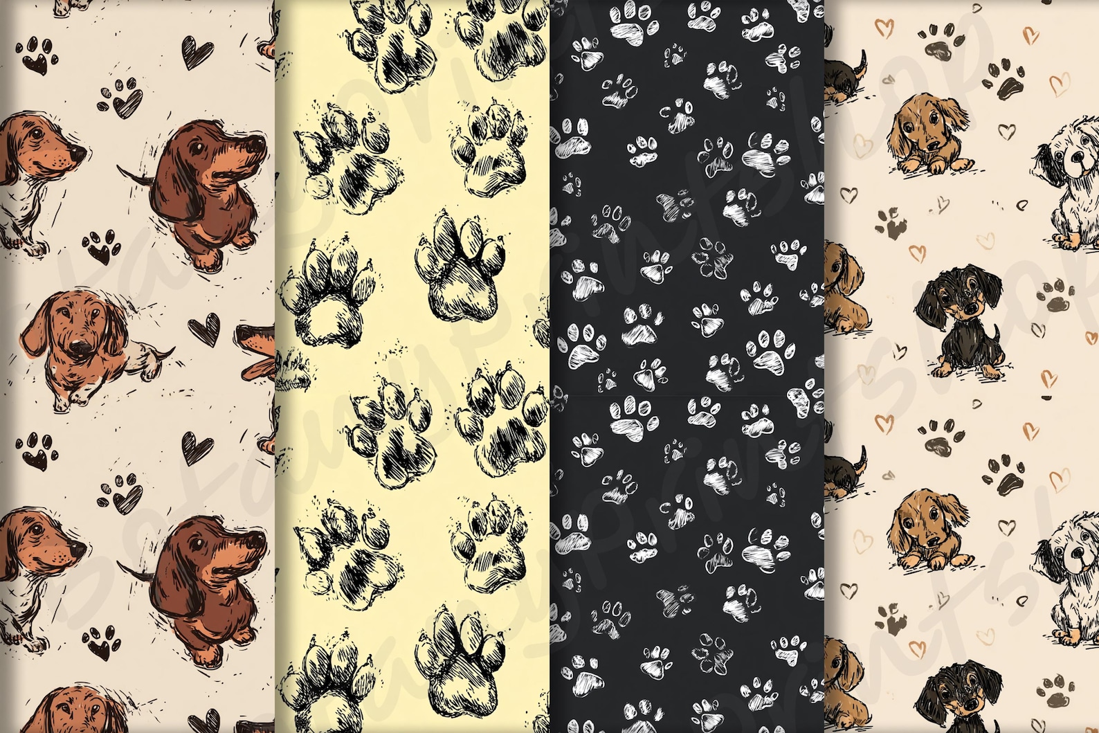 Cute Dog Patterns | Paw Print Patterns | Seamless Digital Papers ...