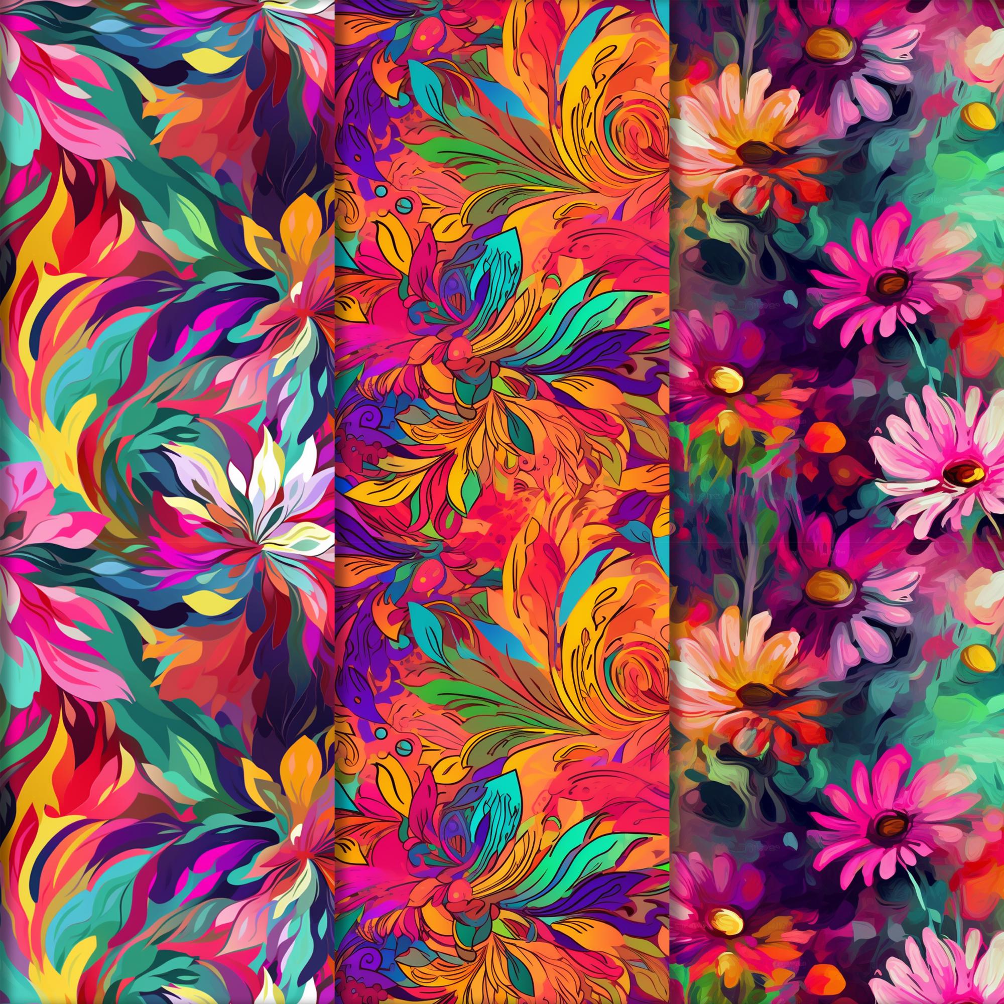 Colorful Abstract Floral Digital Paper: Seamless Patterns (digital ...