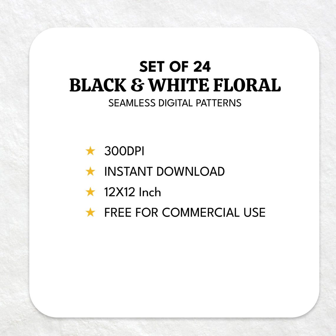 Black & White Flowers Digital Paper | Seamless Patterns | Floral ...