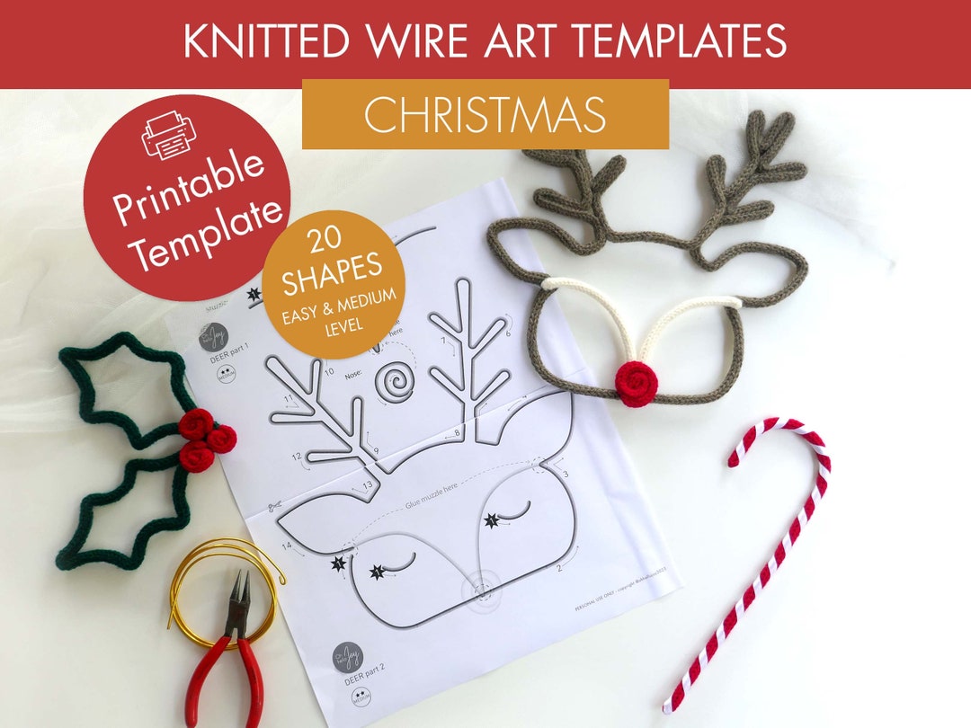 Christmas Printable Template for Wire Art Wall Art Template for Knitted Shapes, Tricotin ...