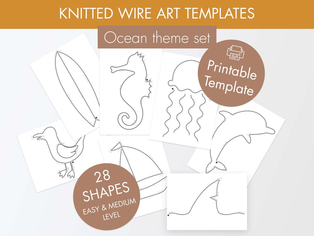 Template for Wire Art Printable Template for Wire Art Ocean Theme Set ...