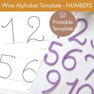 Number Templates Printable Template for Wire Art Cursive Font Numbers ...