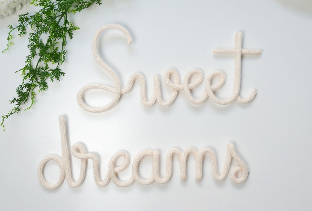 Nursery Wall Sign, Knit Sign, Knitted Wire Sign, Knit Wire Word, Wire ...