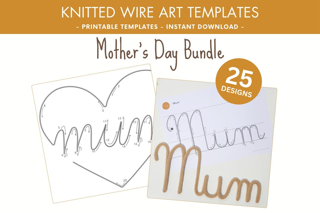 Mother's Day Template Bundle - Printable Template for Wire Art - Words ...