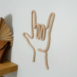 Hand Sign Language I Love You Knitting Wall Sign, Valentine Gift, Knit ...