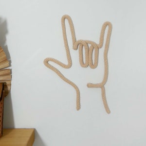 Hand Sign Language I Love You Knitting Wall Sign, Valentine Gift, Knit ...