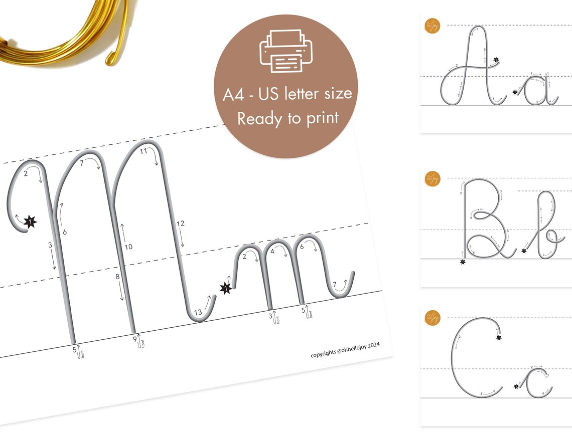 Cursive Alphabet Template - Printable Letter Template for Wire Art ...