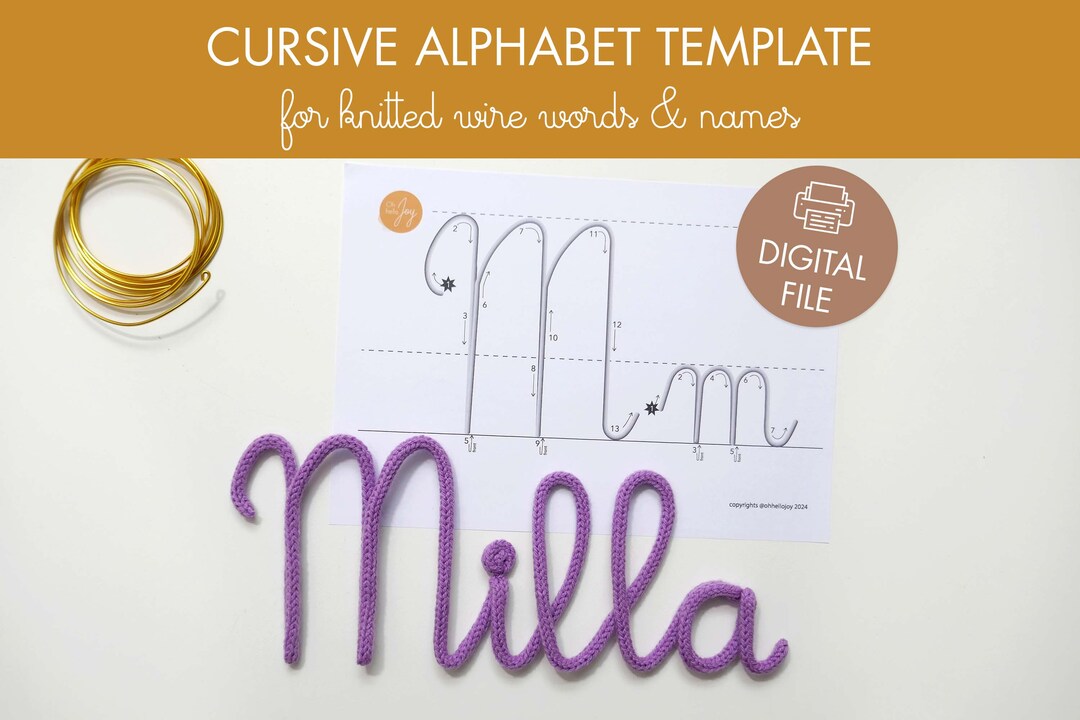 Cursive Alphabet Template Printable Letter Template for Wire Art ...